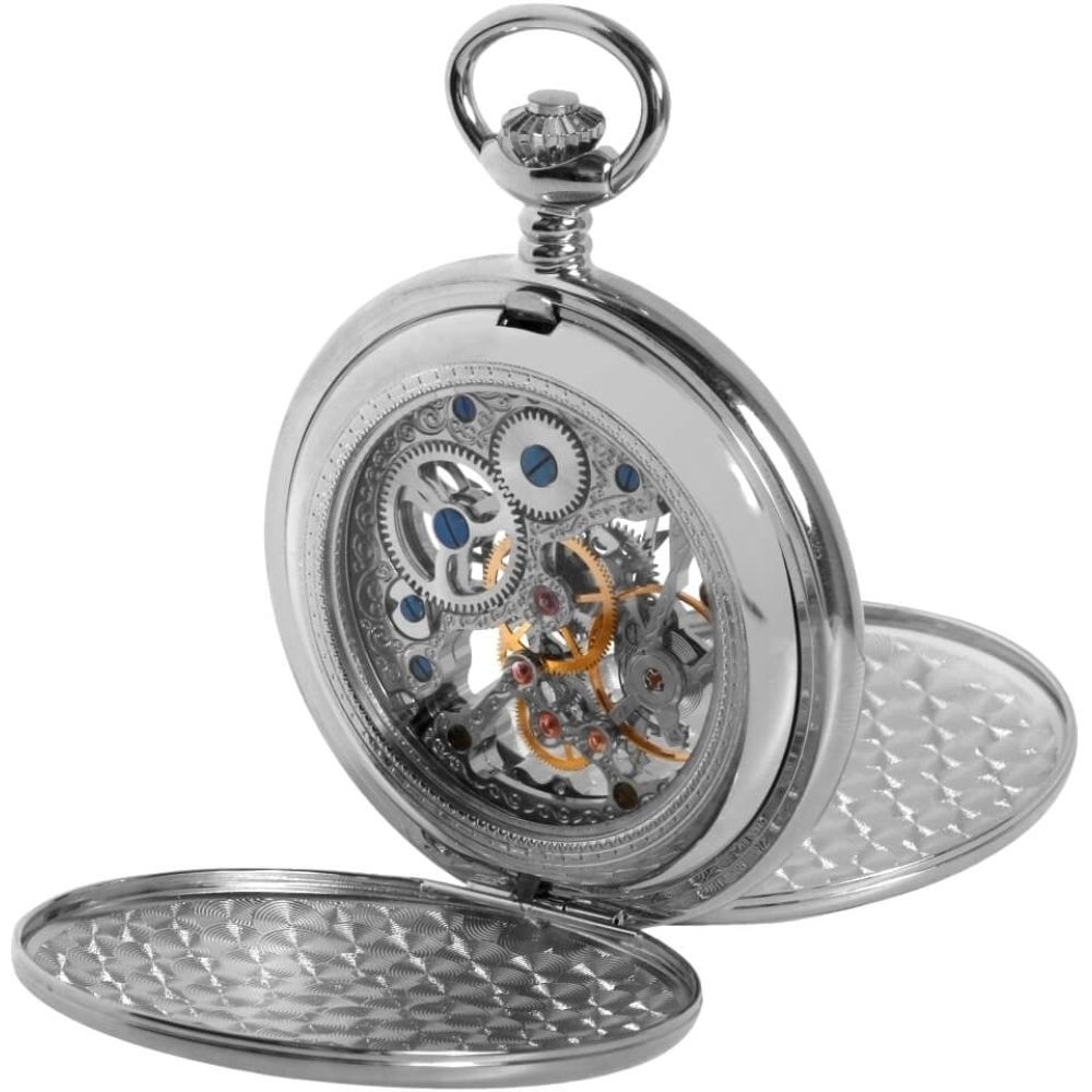 Chrome Double Hunter Mechanical Skeleton Pocket Watch MP00732/D ...