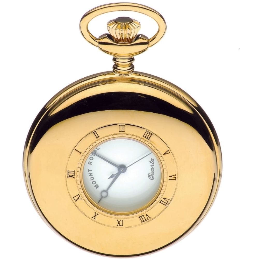 Mount Royal Swiss Gold Plated Quartz Half Hunter Pocket Watch B8Q ...