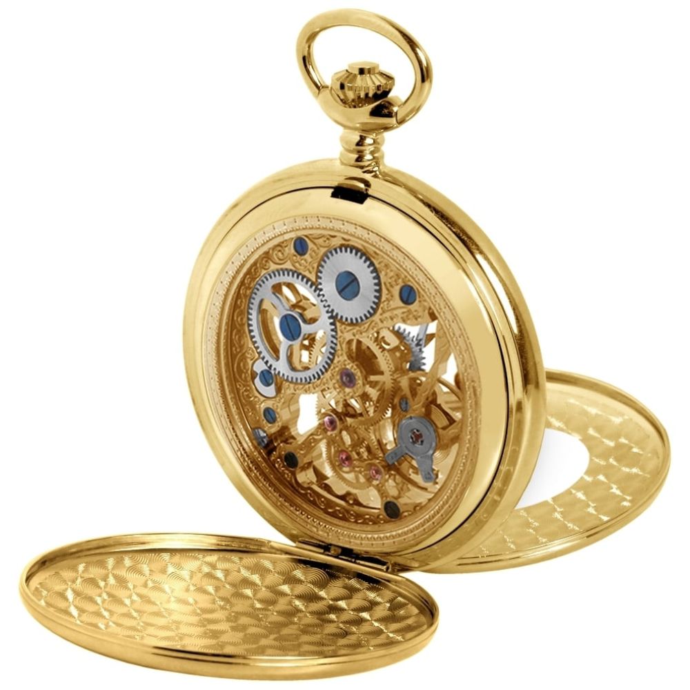 Gold Plated Mechanical Half Double Hunter Pocket Watch MP00733/01 ...